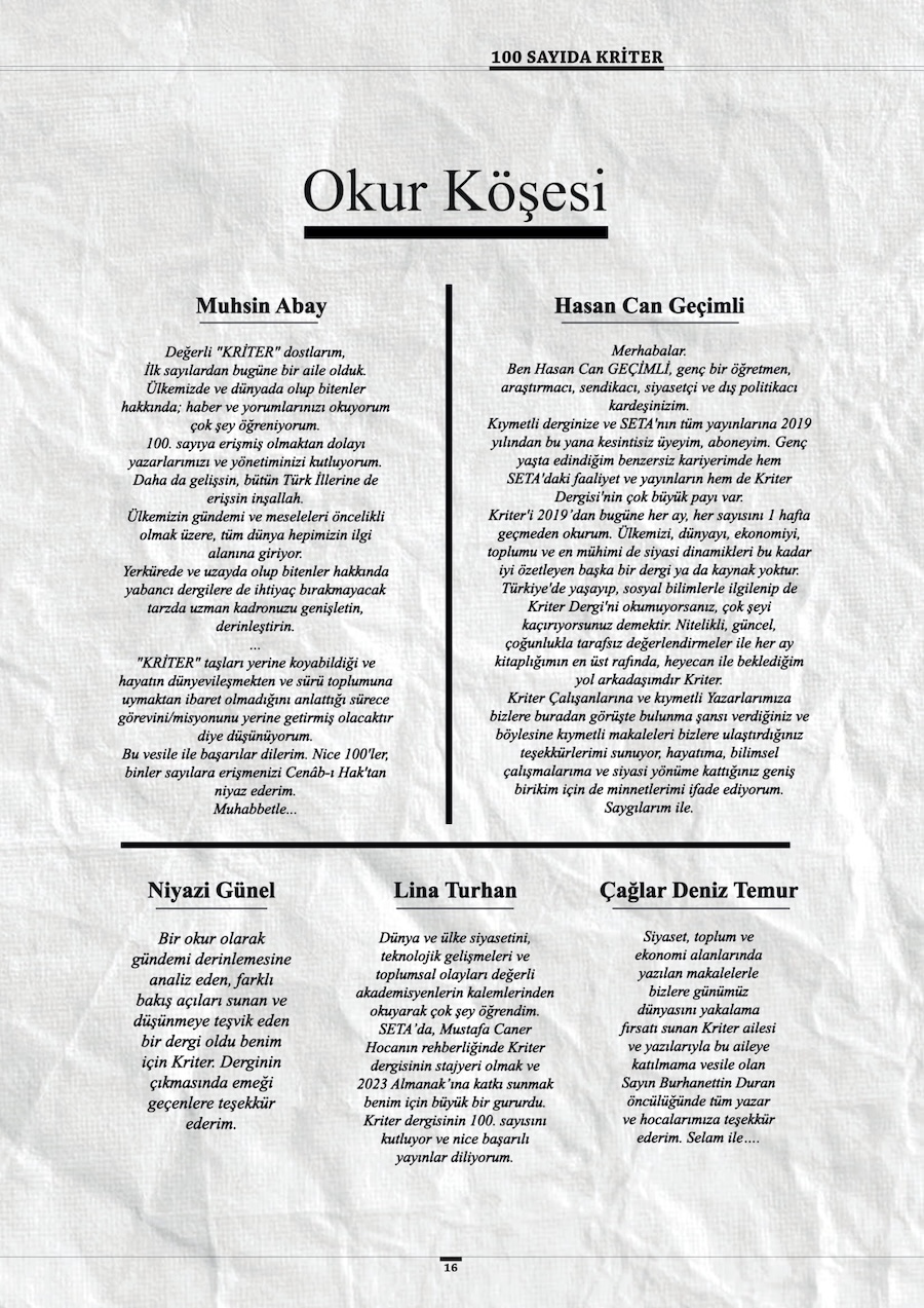Okur Köşesi, İnfografik | Kriter Dergi